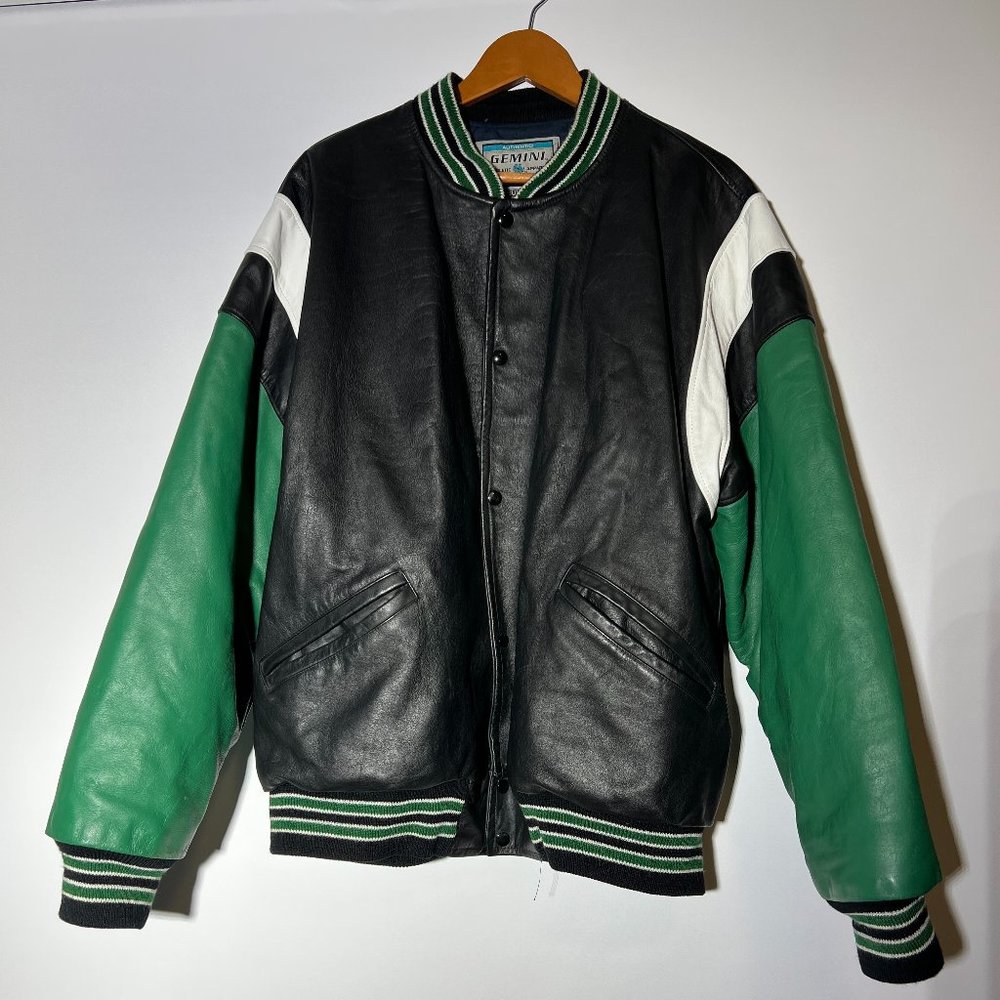Vintage Leather Letterman Style Jacket - Gem